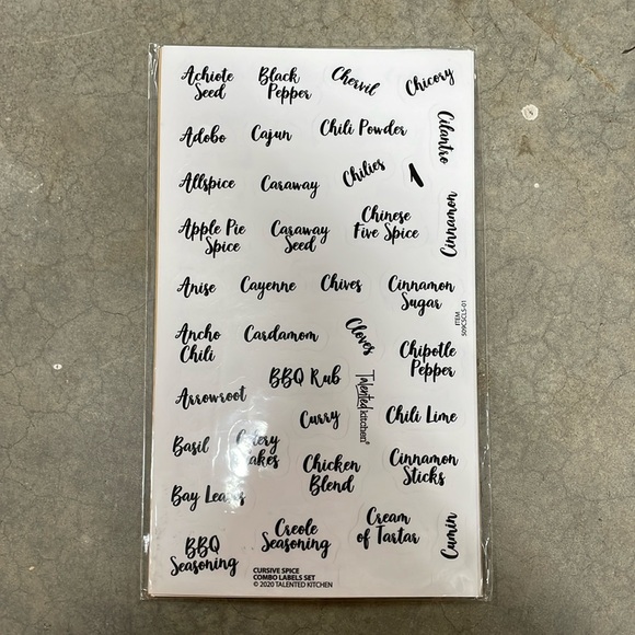 Kitchen | Cursive Spice Combo Labels Set | Poshmark